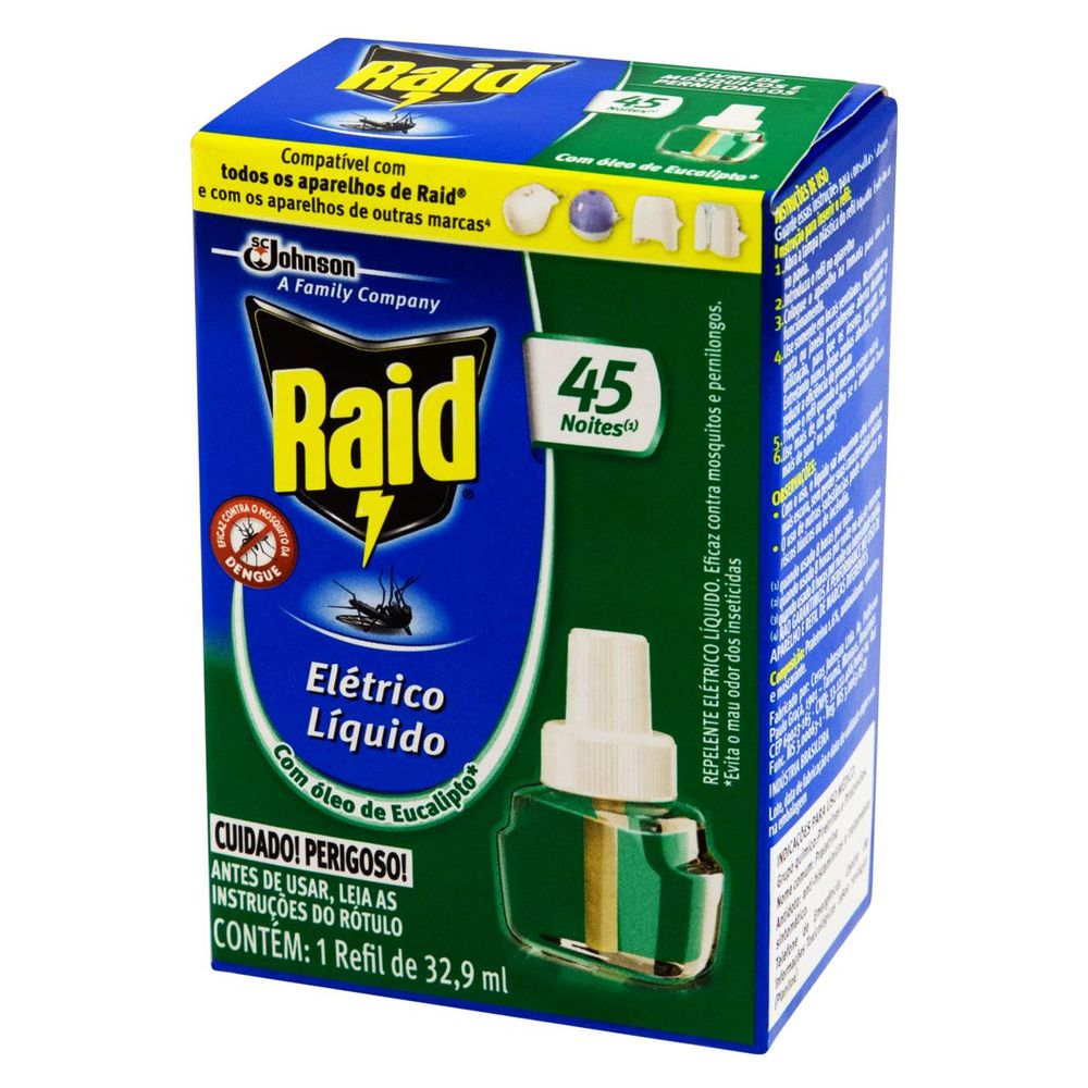 Raid Refil Eletrico 45 Noites Eucalipto 32.9 Ml - drogariamoderna