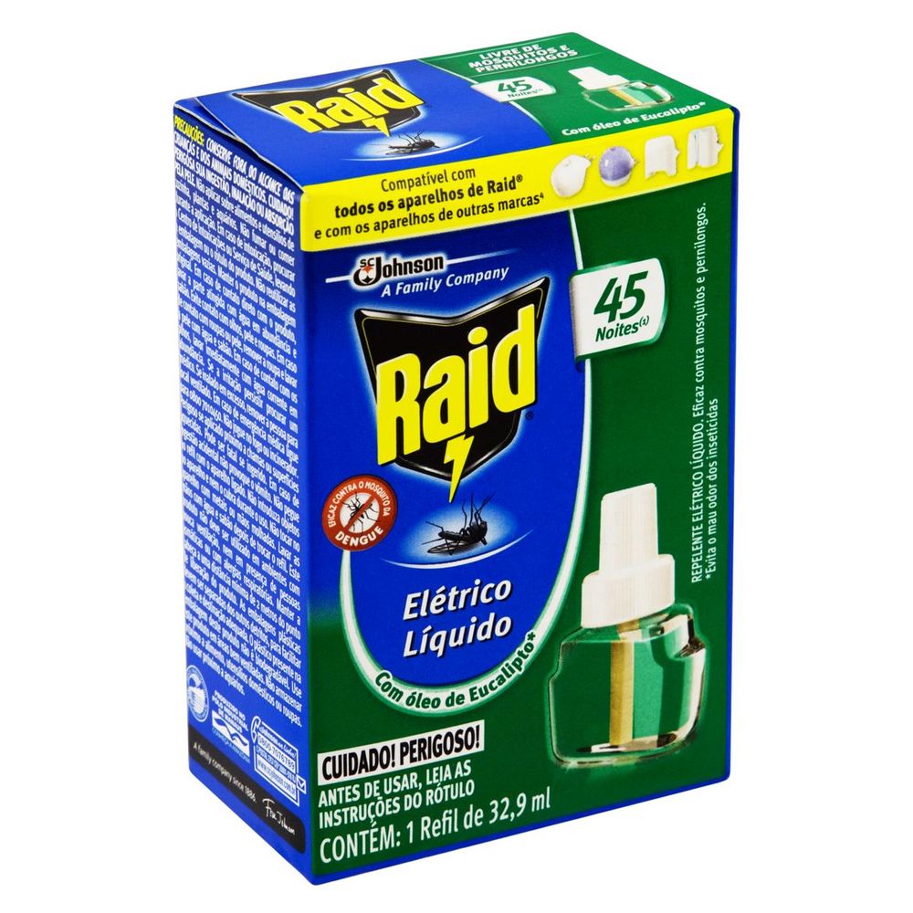 Raid Refil Eletrico 45 Noites Eucalipto 32.9 Ml - drogariamoderna